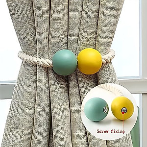2 Pack Magnetic Curtain tiebacks,Tiebacks Cotton Hand Woven Curtain holdbacks,Curtain tie Backs for Curtains,Curtain Holders for Thin & Thick Home & Office Window Draperies