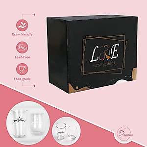 DAZLUTE Godparents Proposal Gift, Godfather Beer Glass Godmother Stemless Wine Glass for Godmother Godfather Mothers Day Fathers Day Christmas Birthday, Baptism Gift for Godparents from Godchild, 17oz