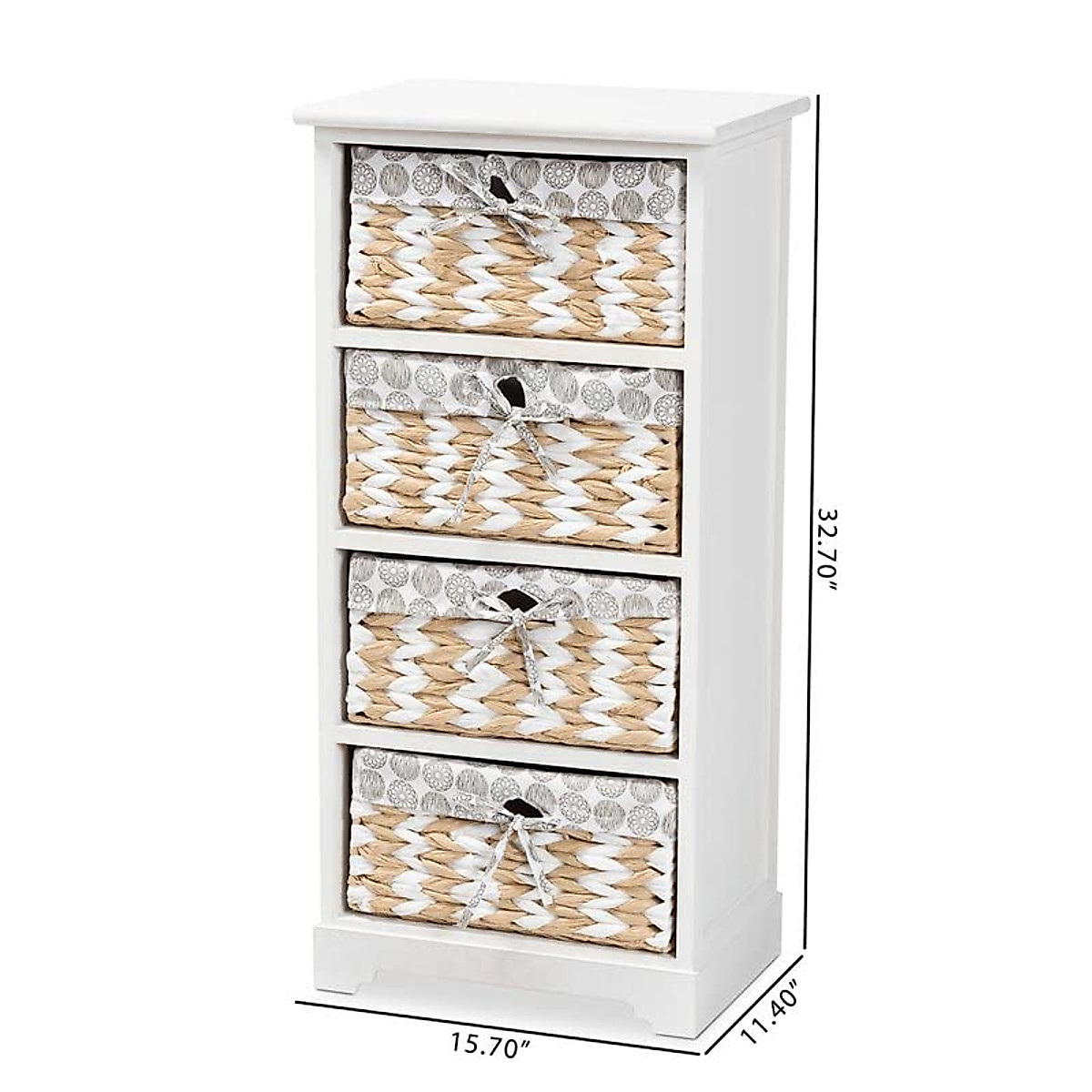 Baxton Studio Rianne Modern Transitional White Finished Wood 4-Basket Storage Unit