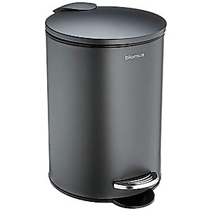 blomus -Tubo Pedal bin Made of Powder-Coated Steel, Anthracite, 3L Capacity, Smart Close System, Removable Bucket, Exclusive Bathroom Accessory (H x W x D): 24.5 x 17 x 17 cm, Anthracite, 6888)