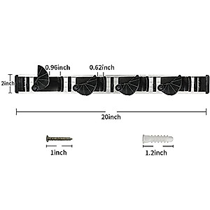 L-KEE Mop Rack Wall Mount, Mop Holder Organizer with 4 Racks 5 Hooks, Aluminum Alloy Broom Holder, Multifunctional Mop Rack for Cleaning Tool in Storage Garage Home Garden Office