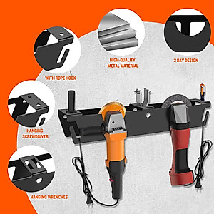 Birstlye Angle Grinder Holder,2 Bay Angle Grinder Rack Wall Mount Bracket, Angle Grinder Storage Rack With Screws & Screw Caps for Cutters Polishers Angle Grinders