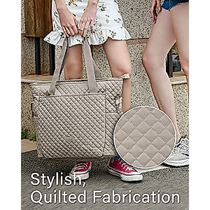BAGSMART Quilted Tote Bag, Top Handle Handbags for Women, Shoulder Bag, Durable Carry Handles, Machine Washable, 25L Large Hobo Bag for Work, Travel