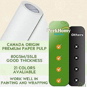 SMART&CASUAL 15" x 450" (37.5') Kraft Paper Roll for Art Craft Supplies Gift Wrapping Moving Packing Kids Painting Drawing Paint Easel Poster Chart Paper (White, 15"W x 450"L (37.5'))