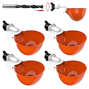 sansheng Large Automatic Chicken Waterer Cups,Thread Automatic Filling Poultry Water Cups with Drill Bit,Automatic Poultry Waterer for DIY Poultry Quail Duck Chicken Bird Drinker(5 Pack)