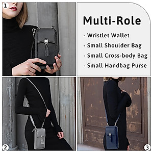 Pearl Angeli Genuine Leather Crossbody Cellphone Bag for Women RFID Blocking Small Phone Wallet Purse with Shoulder Strap