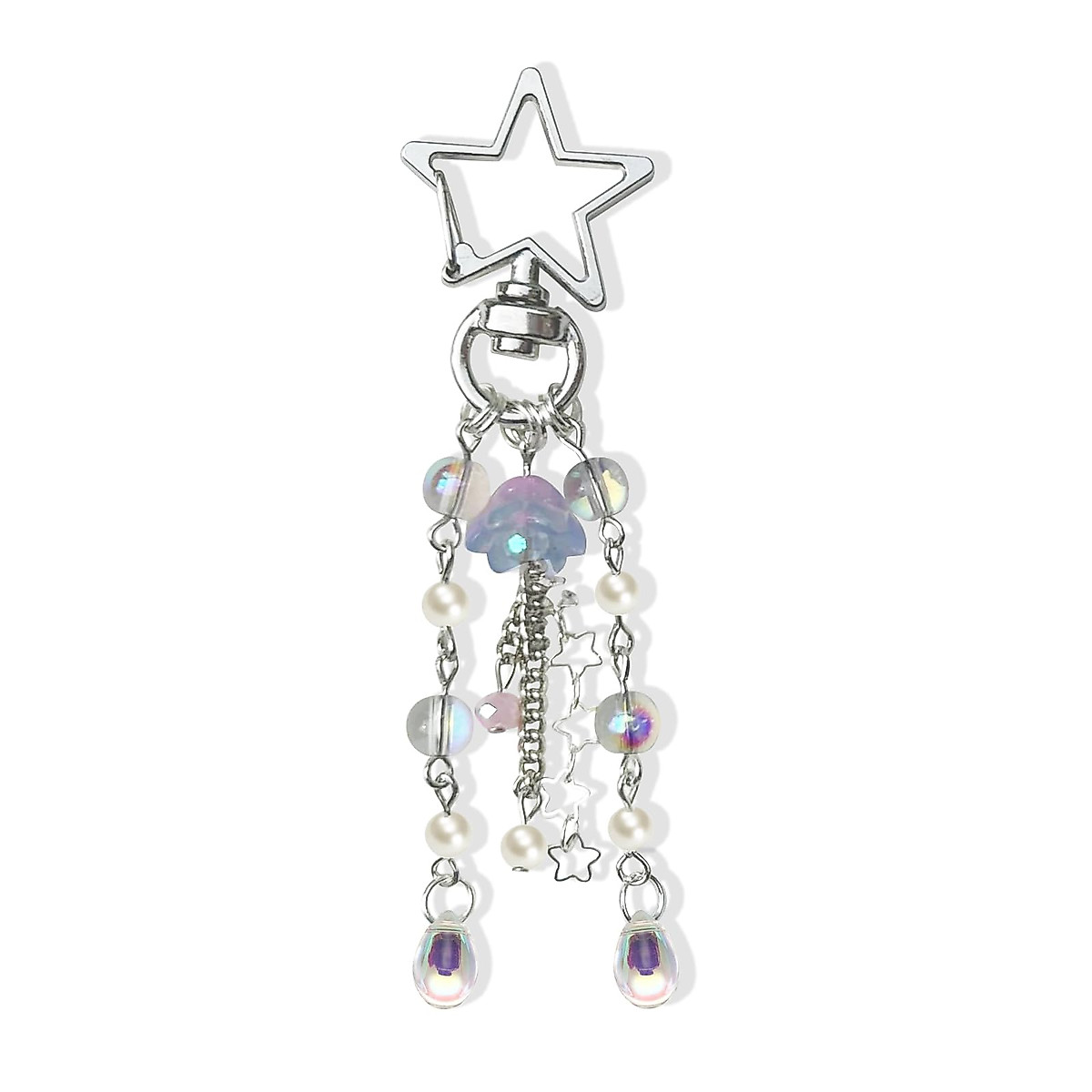 Agromusk Jellyfish Keychain,Cute Y2K Car Keychains for Women Girls Jellyfish Bag Charms Purse Accessories Star Jelly Decor (Pink Blue)