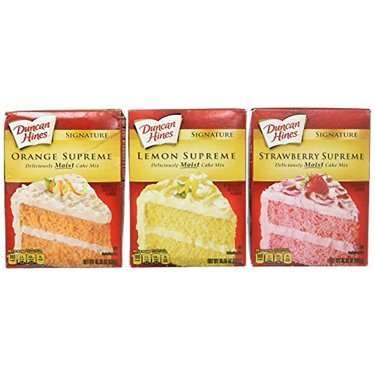 Duncan Hines Signature Cake Mix Bundle - Strawberry Supreme, Orange Supreme, Lemon Supreme 16.5oz (Pack of 3 Boxes) by Duncan Hines Signature