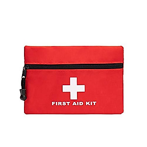 Jipemtra Red Emergency Bag First Aid Bag Small Empty Travel Rescue Bag Pouch First Responder Storage Medicine Pocket Bag for Car Home Office Kitchen Sport Ourdoors Bag Only (6.3x4.3")