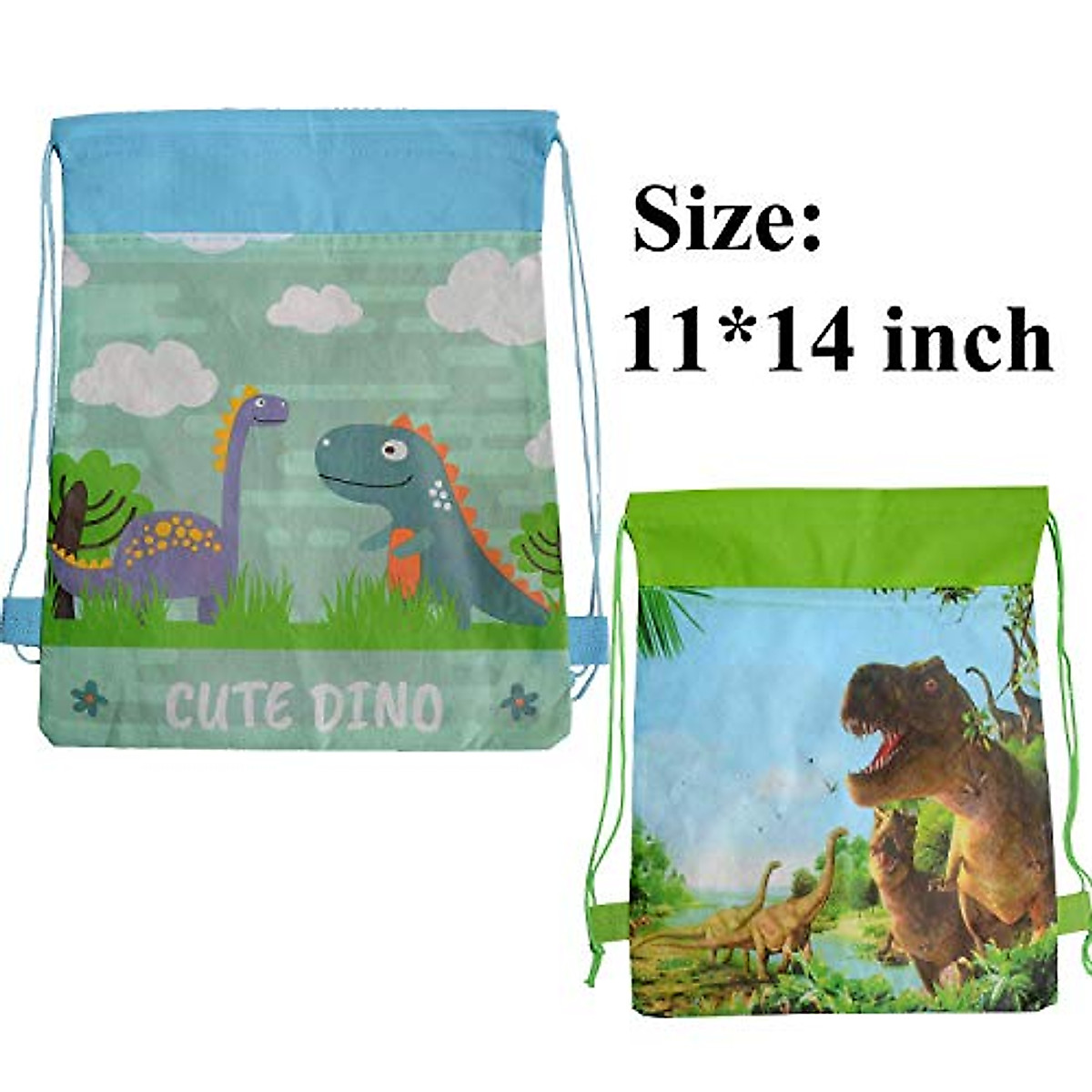 12 Dinosaur Draw String Pouch BACKPACK Bags, Party Bags, Dinosaur Goody Bags, Dinosaur Backpacks, Dino Carry-on Backpacks