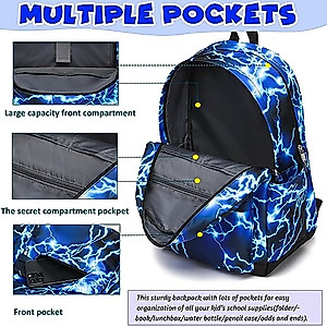 BLUEFAIRY Boys Backpack for Teens Kids Elementary Middle School Bags Child Bookbags Lightning Bookbag Laptop Teenagers Lightweight Travel Gifts Mochila para Niños17 Inch (Blue)