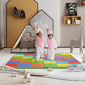 Kids Play Mat Foam Play Mat for Baby, Foldable Baby Foam Play Mat, Waterproof Non-Slip PVC Crawling Mat Suitable for Children's Room, Living Room, Kindergarten Or Nursery (Assorted)