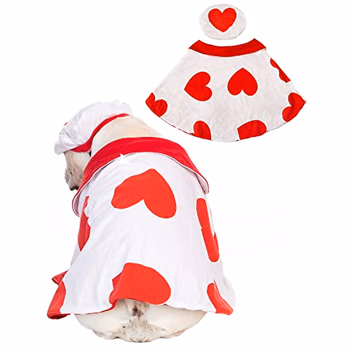 Impoosy 2PCS Valentine's Day Dog Costumes Pet Heart Clothes and Classic Hat Dogs Valentine Cosplay Shirt Cloak for Dogs Cats (M)