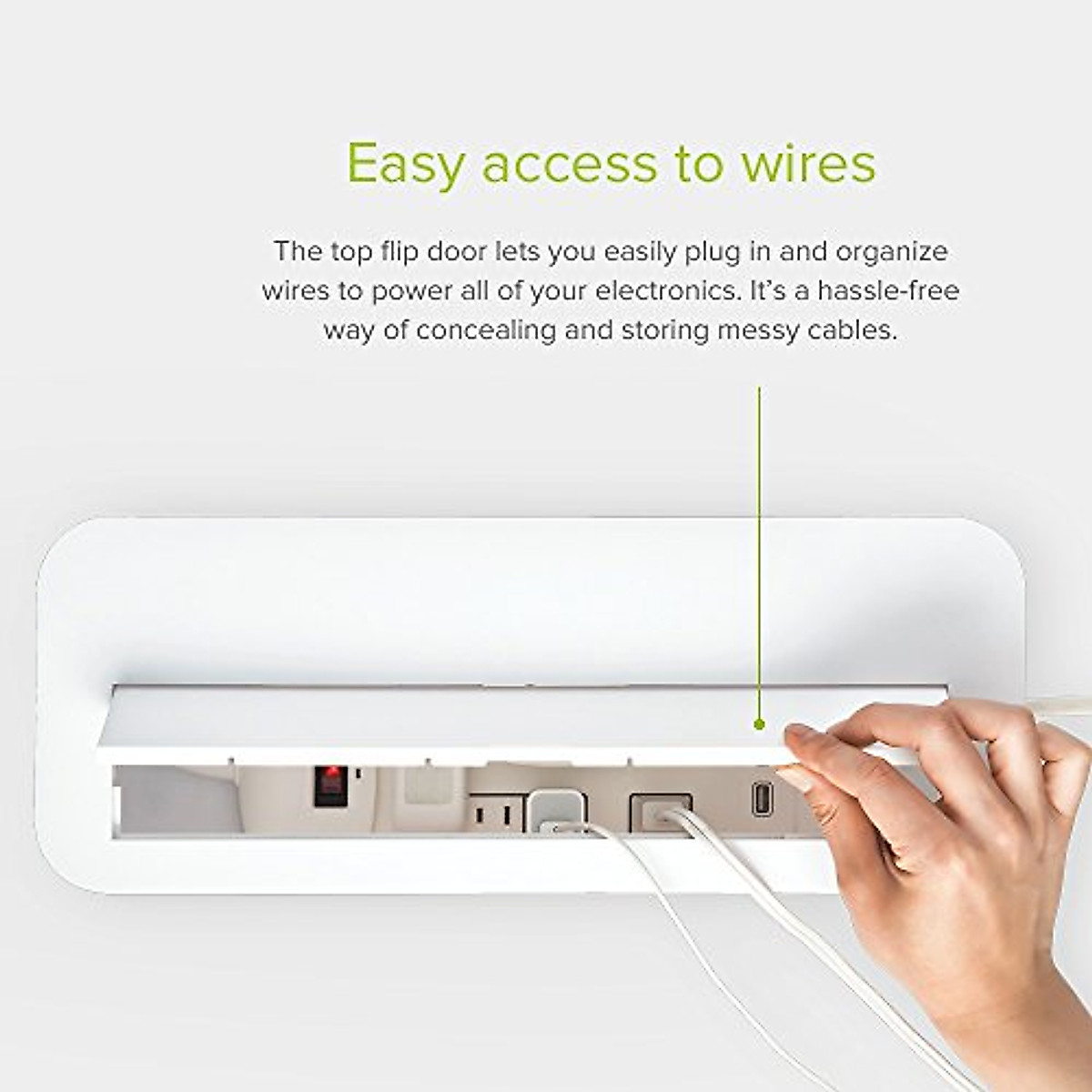 UT Wire In-Box Extra Large Cable Organizing Management Box for Under Desk Surge Protector Concealer White