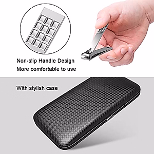 Tseoa Manicure, Pedicure Kit, Nail Clippers, Professional Grooming Kit, Nail Tools with Luxurious Travel Case, Set of 12 … (nail clippers 12pcs)