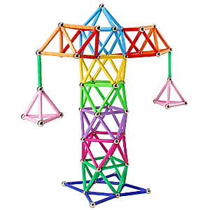 ELONGDI Magnetic Building Blocks, [ 132 Pieces ] Lengthen Building Sticks Set, Magnet Stem Toys Set Non-Toxic Building 3D Puzzle Boys Toys for Kids and Adult