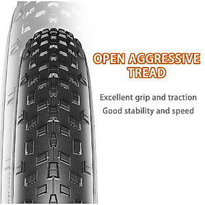 20x4 Fat Bike Tire Replacement Kit, 20x4.0 Inch Electric Bicycle Snow Mountain E-Bike Tires, Folding Ebike Fat Tire Tubes and Tire Levers Compatible Wide Mountain Snow Bike Tires 2PCS