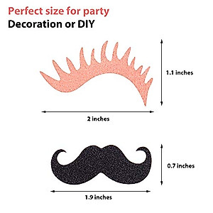 300 Pieces Staches or Lashes Confetti Black Mustache Confetti Lash Paper Confetti for Gender Reveal Birthday Baby Shower Party Decoration Supplies