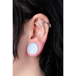 Pierced Owl Opalite Concave Double Flared Saddle Plugs, Sold as a Pair (11.2 mm (7/16"))