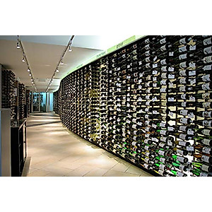 VintageView Wall Series- 21 Bottle Wall Mounted Wine Bottle Rack (Satin Black) Stylish Modern Wine Storage with Label Forward Design