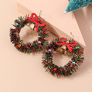 Christmas Garland Drop Earrings Christmas tree Dangle Earrings for Women Reindeer Santa Light Ball Earrings Christmas Holiday Gift for Girls-Garland A