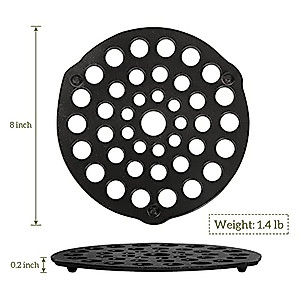 OLIGAI Heavy Duty Cast Iron Round Meat Trivet,Heat Diffuser Plate