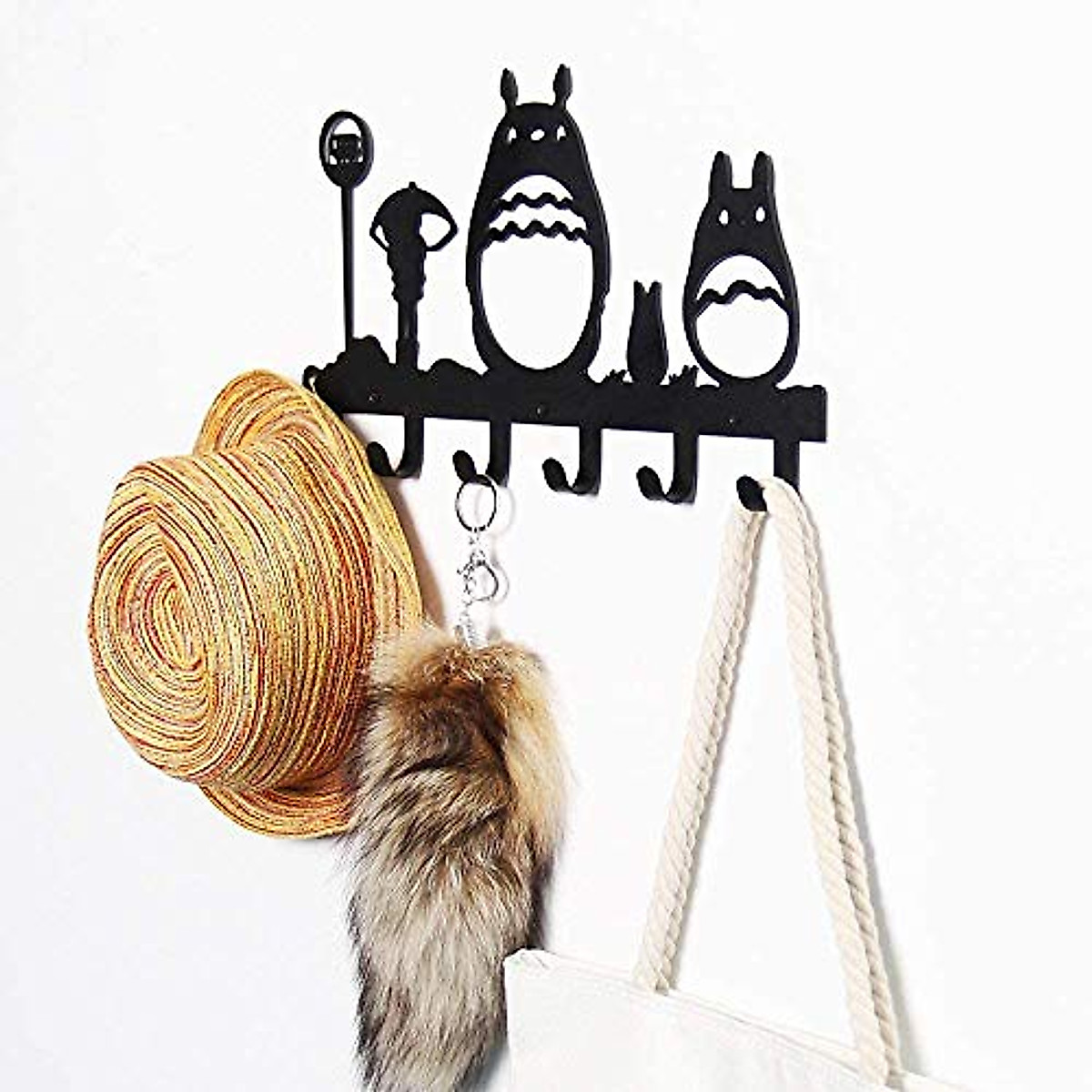 Wall Mounted Entryway Dog Leash and Key Holder Belt and Hat Organizer Totoro Wall Hook