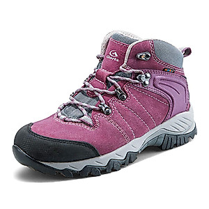 Clorts Women’s hiking camping Boots Waterproof Breathable High-Traction Grip Backpacking Hiker Shoes HKM-822E US 9 Purple
