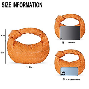 Women Shoulder Bags, Cute Hobo Tote Handbag Mini Clutch Purse Leather Woven HandBag Dumpling Shoulder Bag with Zipper Closure