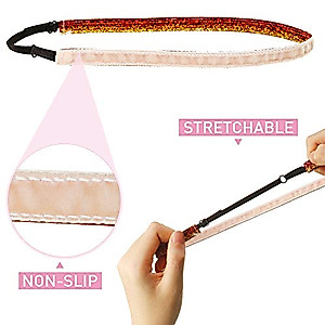 10 Pcs Glitter Non Slip Running Headbands Elastic Girls Sports Velvet Sparkly Fabric Stretchy Shiny Headbands Pack Workout Fashion Hair Accessories for Teen Girl Women Party Favors(0.4 Inches/ 1 cm)