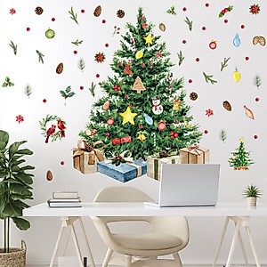 Spiareal Christmas Tree Wall Decals DIY Wall Decals Peel and Stick Christmas Tree Wall Stickers for Xmas Home Office Nursery Decor DIY Art