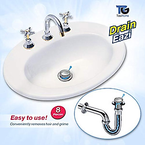 DRAIN EAZI TasiHome Best Hygienic Disposable Hair Catcher and in-Drain Hair Collector for All Showers, Baths, Basins 8 Pack