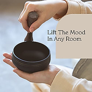 Mindful & Modern Tibetan Singing Bowl Set | Deepen Your Meditation and Yoga Practice | Experience Mindfulness & Stress Relief | Beautifully Designed & Provides Excellent Sound | Chakra Healing | Black