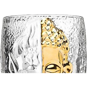 LNGODEHO Buddha and Devil Pattern Wine Glass Champagne Cup Coffee Mug Kungfu Tea Cup for Personalized Crystal Drinking Cup for Wine Vodka (Outline in Gold)