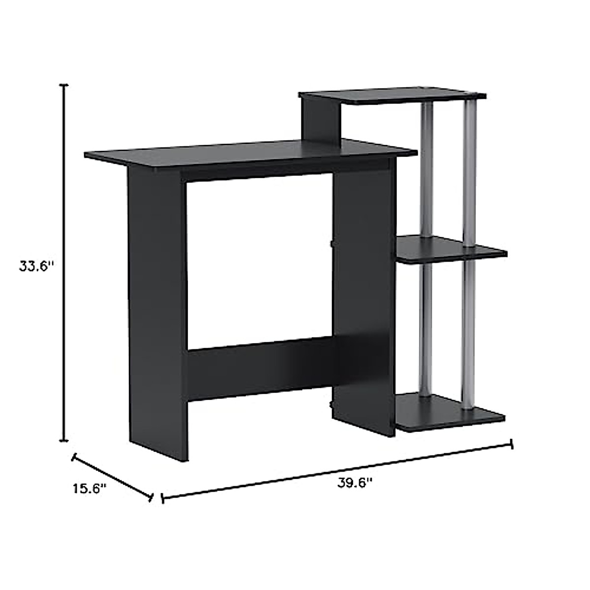 Furinno Efficient Home Laptop Notebook Computer Desk with Square Shelves, Black/Grey