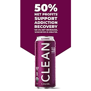 CLEAN Cause Low Calorie Variety Pack Sparkling Yerba Mate Tea, 160mg Caffeine, Organic, Low Sugar, Healthy Alternative to Energy Drinks (16oz cans, 12-Pack Case)