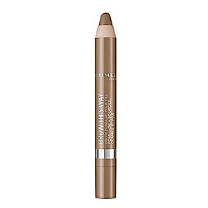 Rimmel London Brow This Way Brow Pomade Fix & Fill, Soft Brow Crayon, Medium Brown, 3.25 g