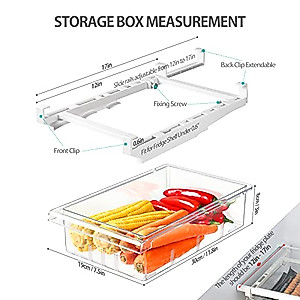 Mallyu (1 Pack Fridge Drawer Organizer, Refrigerator Drawers, Sturdy Pull Out Hanging Refrigerator Organizer Bins with Handle for Fridge Shelf Under 0.6", Storage Box for Snacks Egg Fruit Vegetable