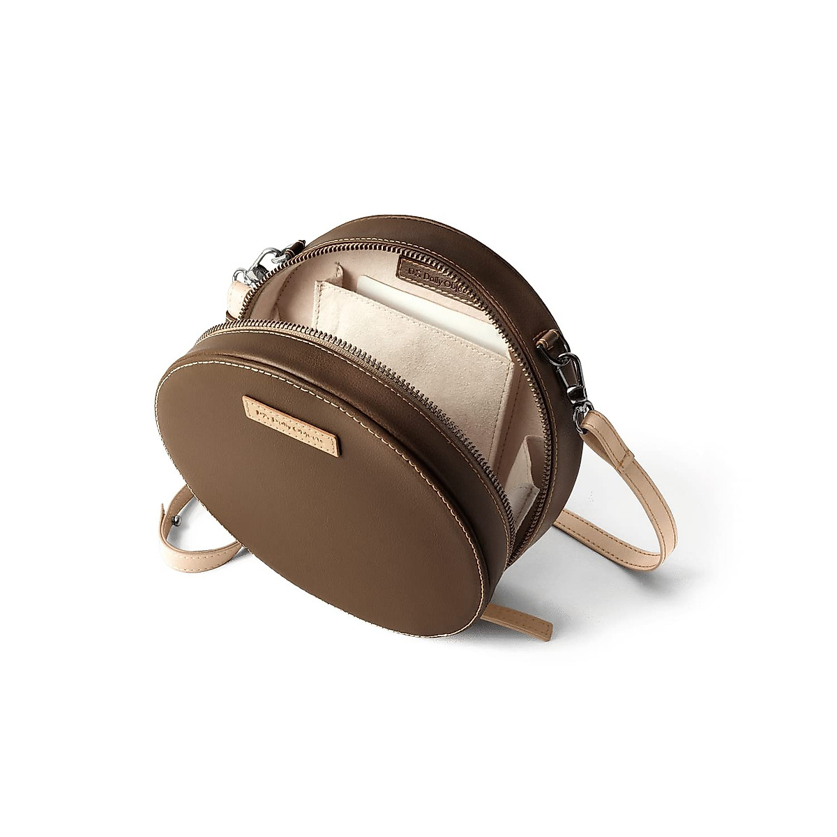 DailyObjects Round Size Leather Crossbody Purse for Women, Girls | Circle Crossbody Bag | Shoulder Handbag | Adjustable Strap