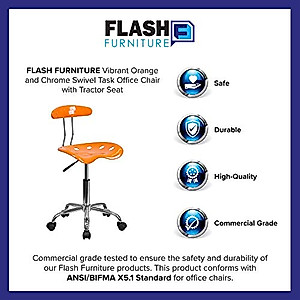 Flash Furniture Vibrant Orange and Chrome Swivel Task Office Chair with Tractor Seat