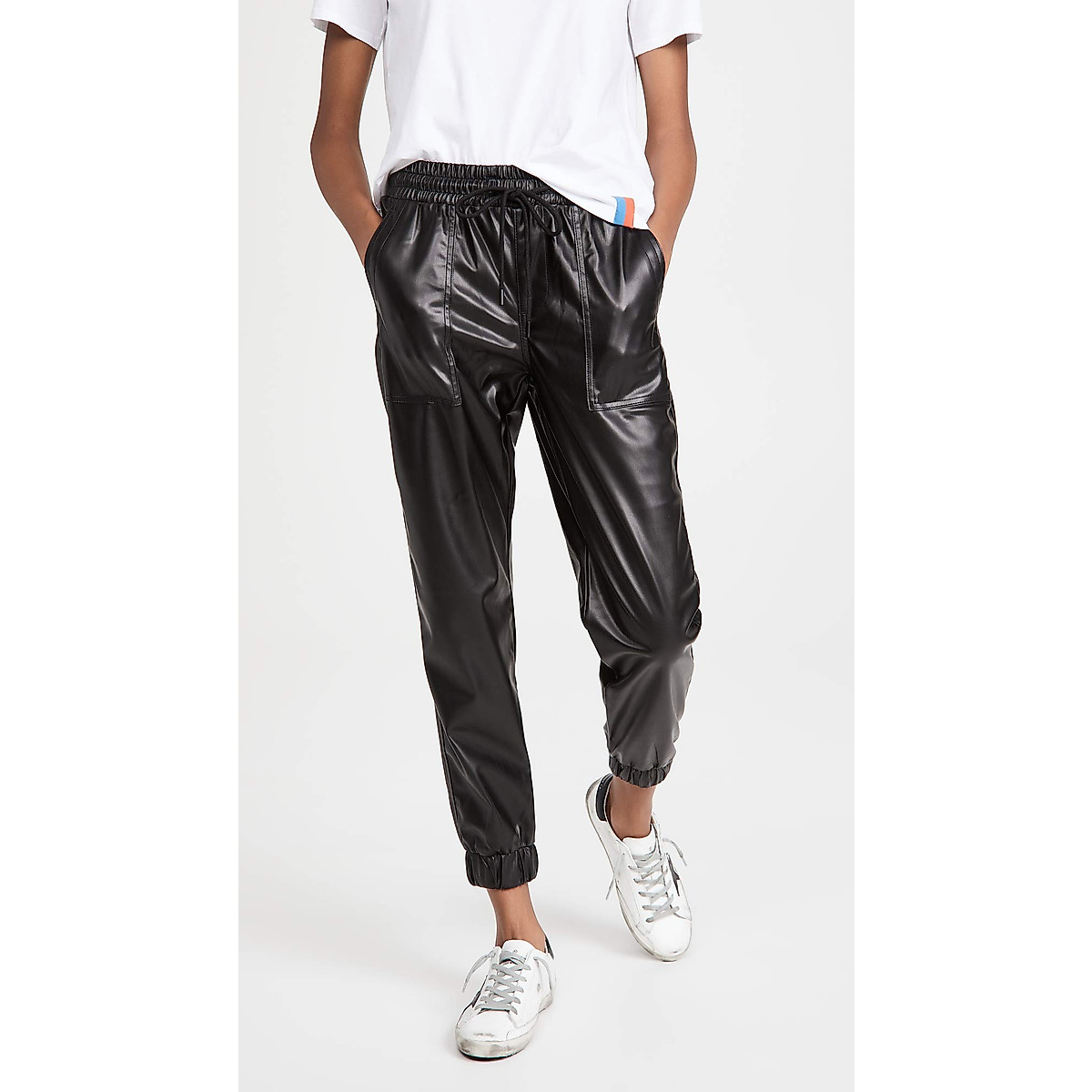 [BLANKNYC] Womens Vegan Leather, Comfortable & Casual Pants, Black Widow, 26