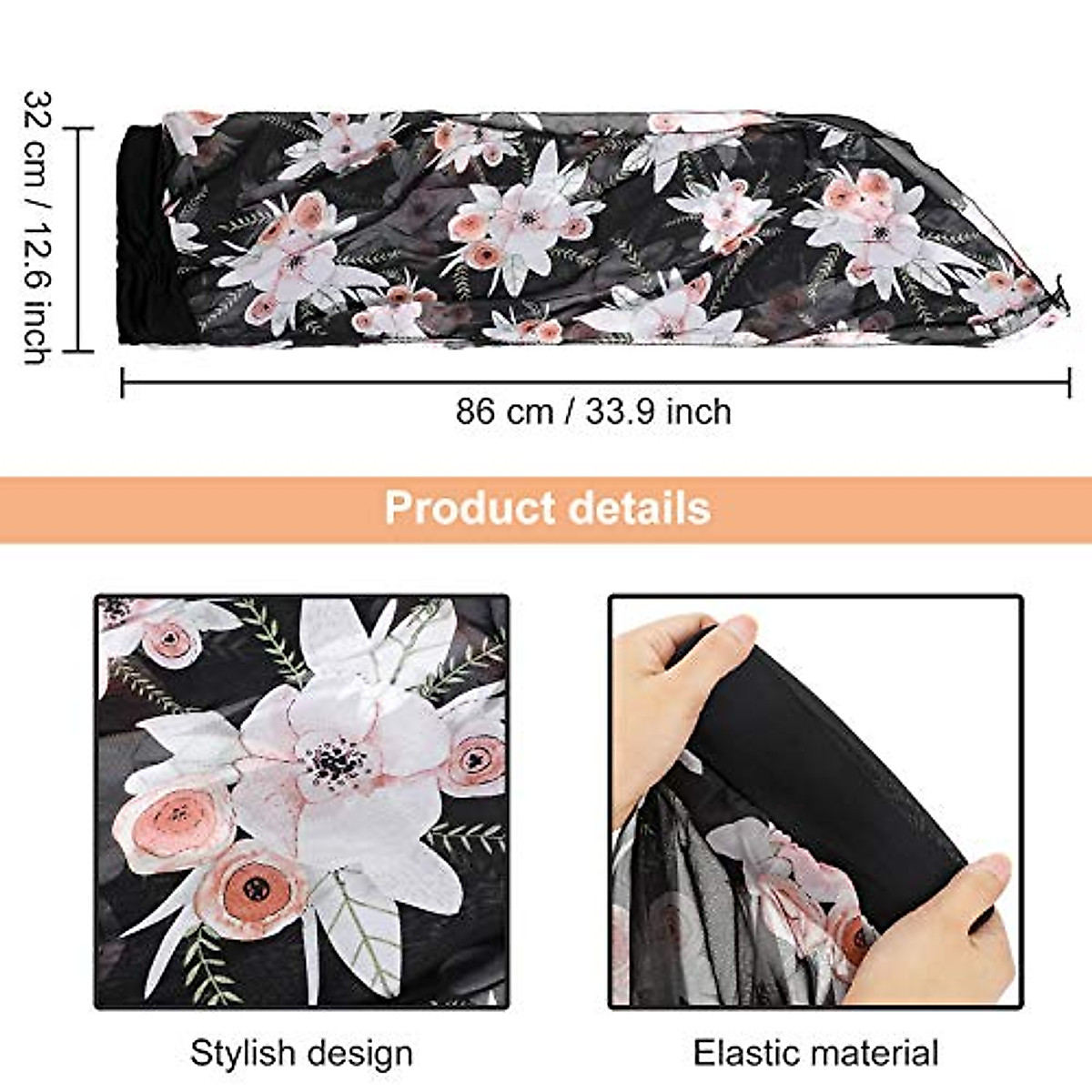 4 Pieces Headwear Turban Sleep Beanie Head Scarf Long Hair Head Turbans for Women (Floral Style)