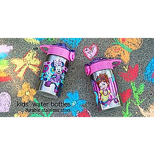 Zak Designs Disney Minnie’s Happy Helpers - Stainless Steel Water Bottle with One Hand Operation Action Lid and Built-in Carrying Loop, Kids Water Bottle with Straw Spout (15.5 oz, 18/8, BPA Free)