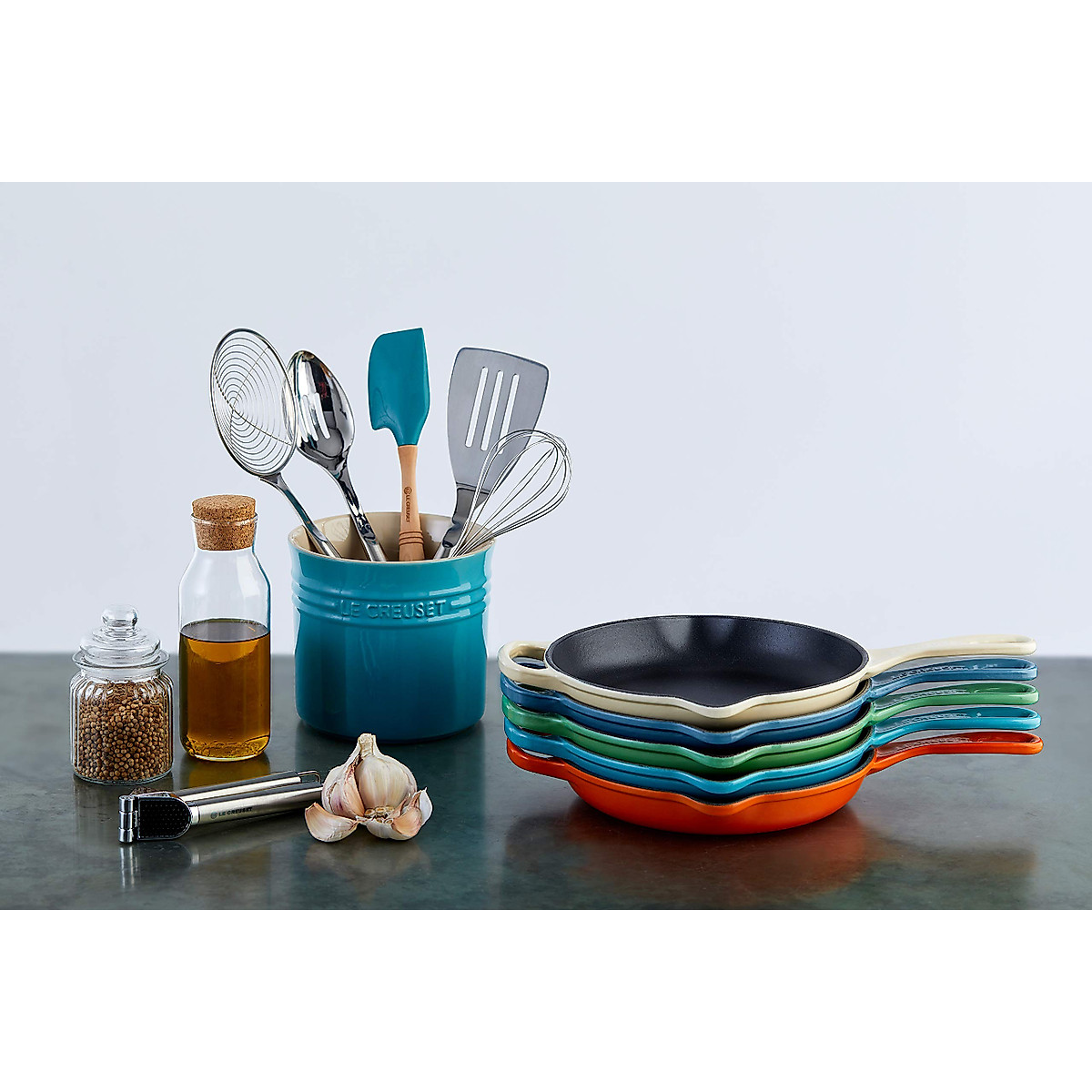 Le Creuset Enameled Cast Iron Signature Iron Handle Skillet, 11.75" (2-3/8 qt.), Caribbean