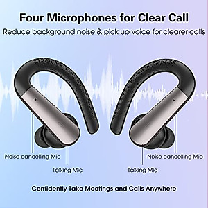 Wireless Earbuds, Sports Bluetooth Headphones with Earhooks, 4-Mics Clear Call,48Hrs Playtime,IPX7 Waterproof,LED Display,Support low latency mode, for Sports Running Workout Gaming(Upgrade for 2023）