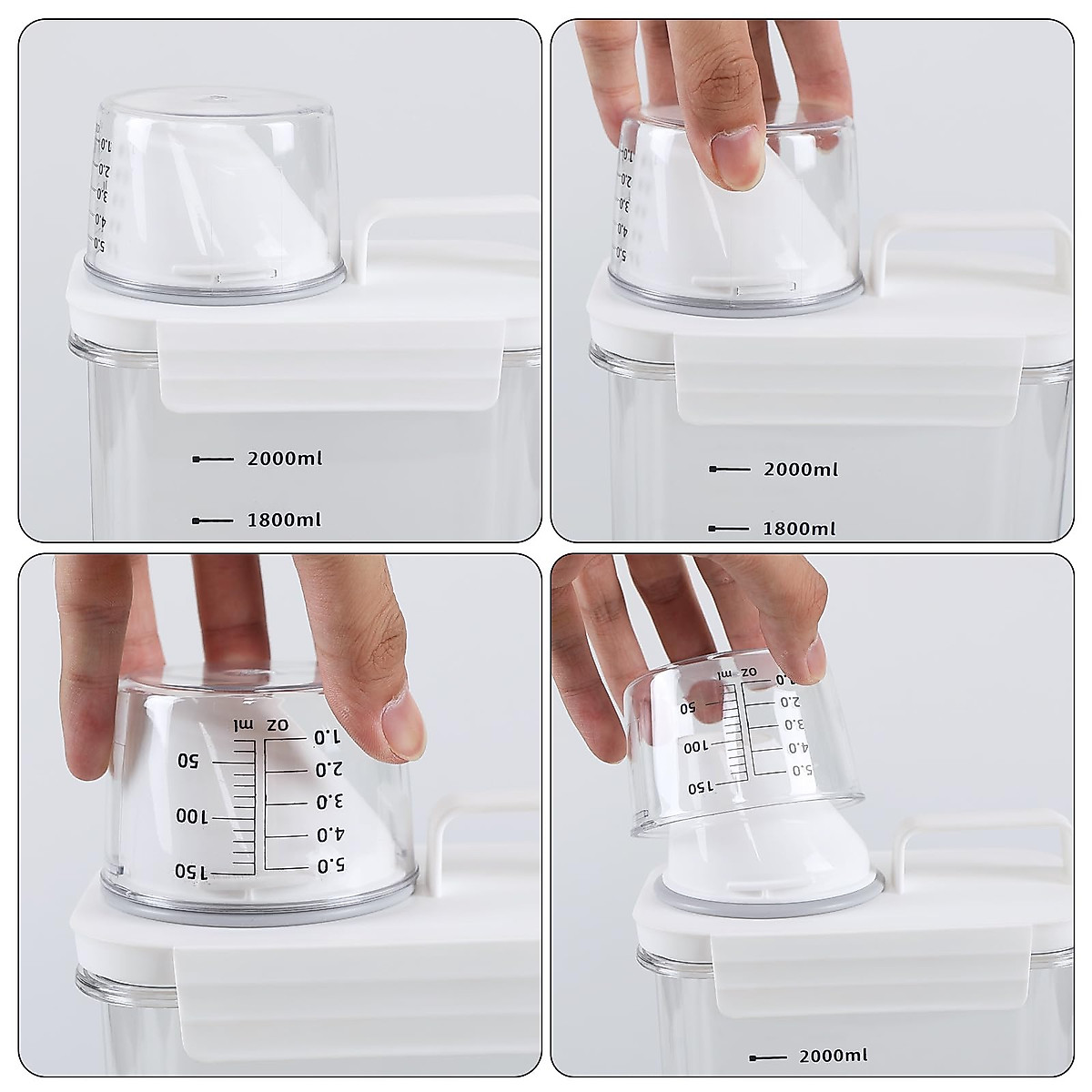 Gainhope 3 Packs Clear Rice Airtight Containers with Measuring Cup and Pourable Spout 2.3L, Kitchen Flour Cereal Dry Food Storage Bin, Plastic All Purpose Dispenser