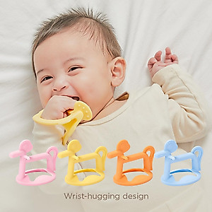 MOYUUM Pony Teether - 100% Silicone, Wearable Type, Baby Chew Toy, Baby Gift for Newborn, Roly Poly Toy, Silicone Teething Toys for Infant and Toddler, Bracelet Type, Pack of 1 (Yellow)