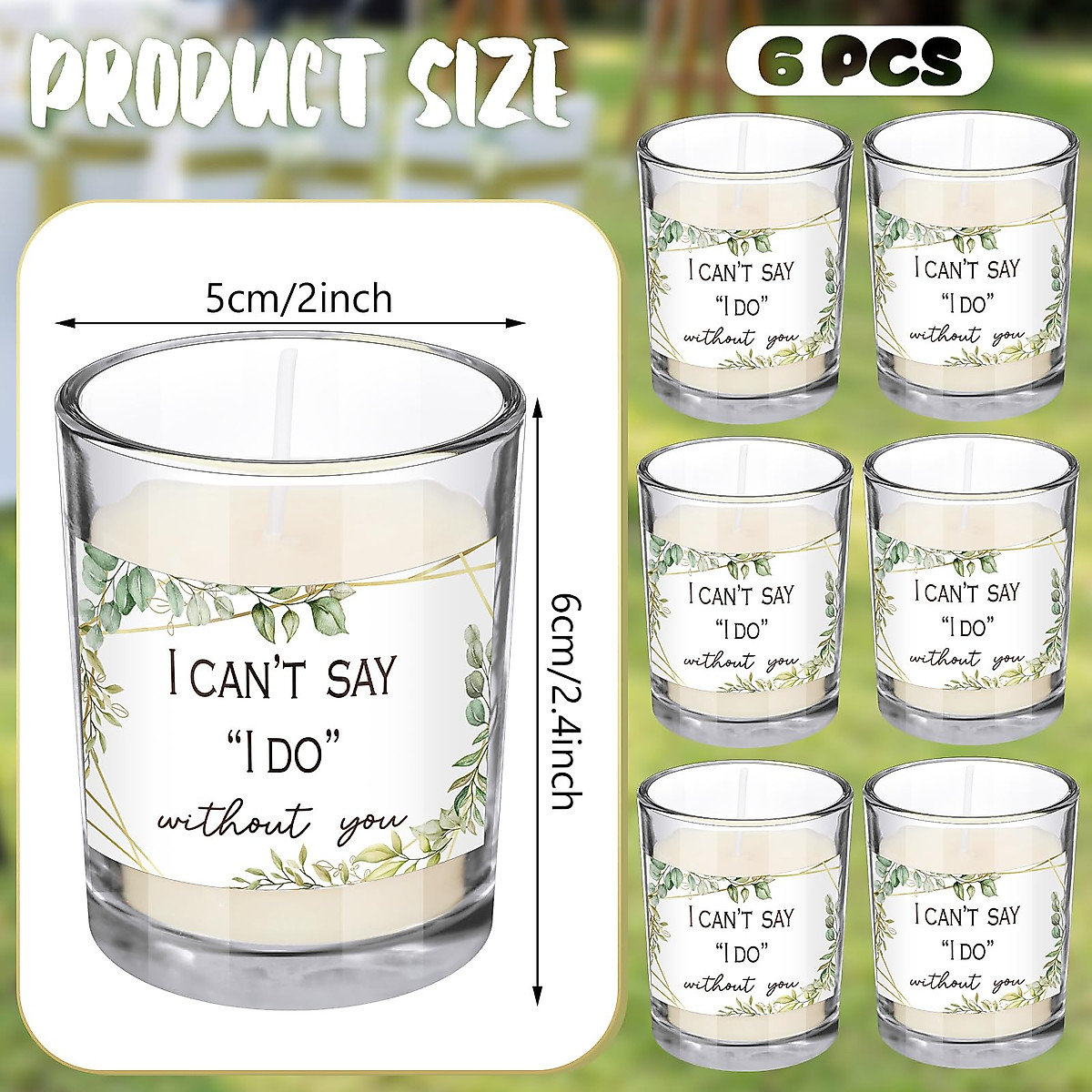 Threlaco 6 Pcs Bridesmaid Proposal Gifts I Can't Say I Do Without You Candles Bridesmaid Gifts Natural Soy Wax Candles with Boxes for Bridesmaid Best Friends Wedding Gifts (Eucalyptus Leaf)