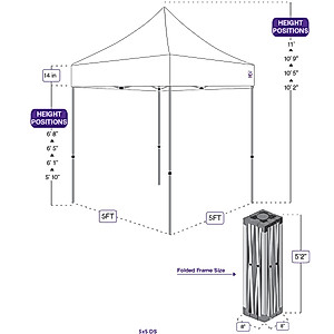 Impact Canopy 5' x 5' Pop-Up Canopy Tent, Lightweight Powder-Coated Steel Frame, Straight Leg, Black