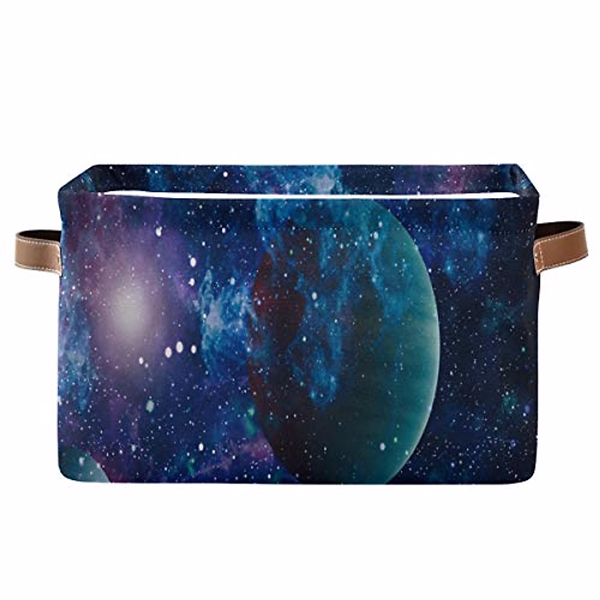 AUUXVA Nebula Galaxy Planet Storage Basket Collapsible Cloth Storage Cube Basket Bins Organizer with Handles Rectangular Large Toys Shelf Closet for Nursery Bedroom Home Office